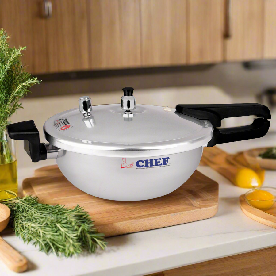 Chef Karahi/Wok Shape 2-in-1 Aluminum Pressure Cooker-Majestic Chef ...