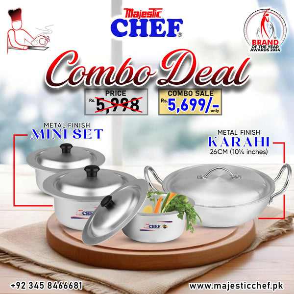 Aluminum Mini Cooking Pot Set And Karahi 26 cm Combo Deal #7 – Chef ...